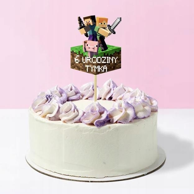 Wyjątkowe Z Drewna Topper Na Tort Urodziny Minecraft Personalizowany ...