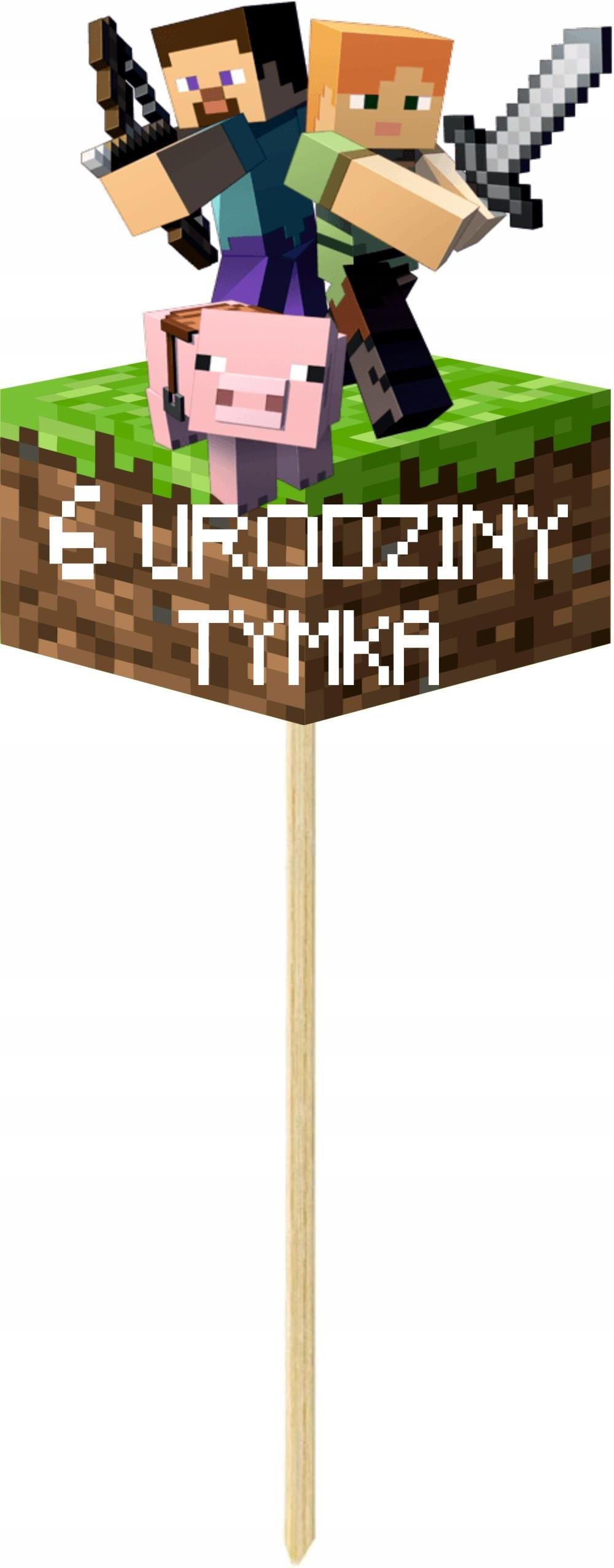 Wyjątkowe Z Drewna Topper Na Tort Urodziny Minecraft Personalizowany ...