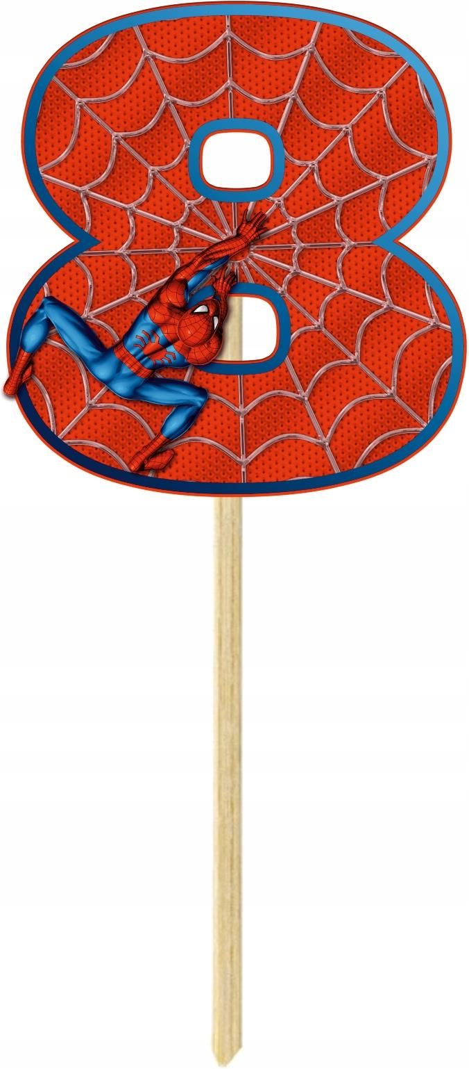 Wyjątkowe Z Drewna Topper Na Tort Na Urodziny Spider Man Cyfra 8 ...