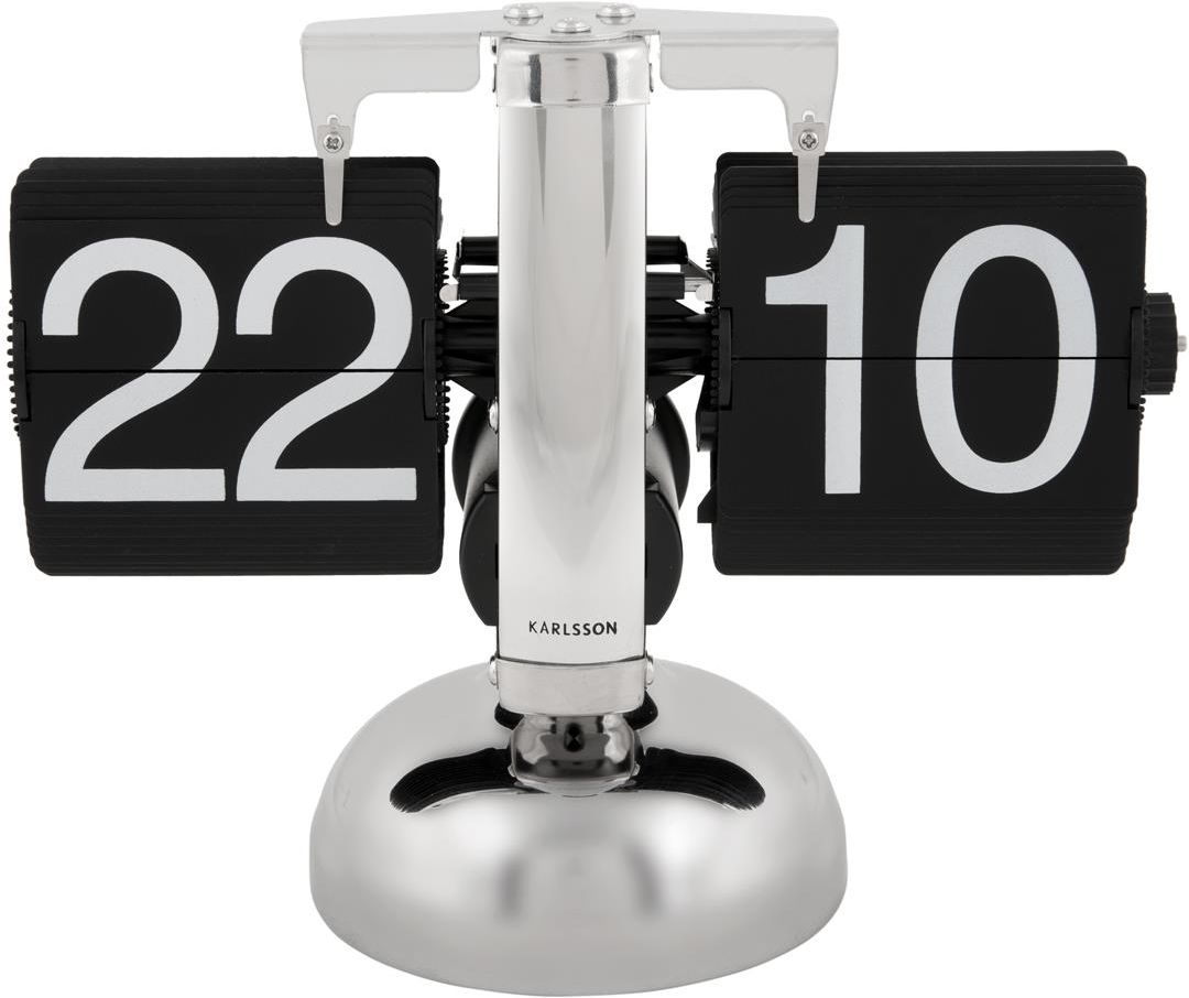 Karlsson Table Clock Small Flip Chrome With Black Flips (Ka5955Si ...