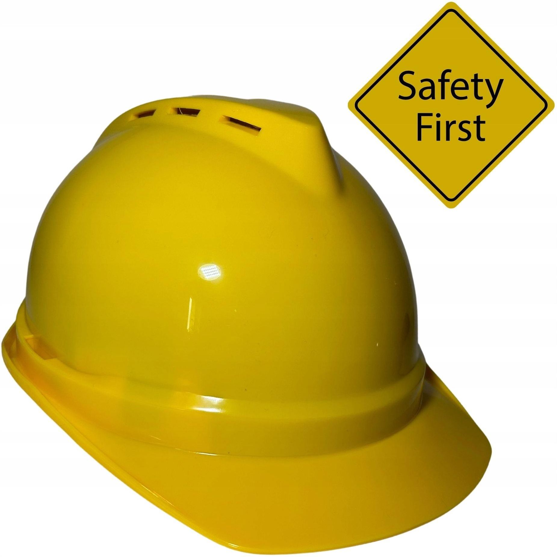 Kask Bhp Żółty Hełm Budowlany Ochronny Z Napotnikiem Wentylacją - Ceny ...
