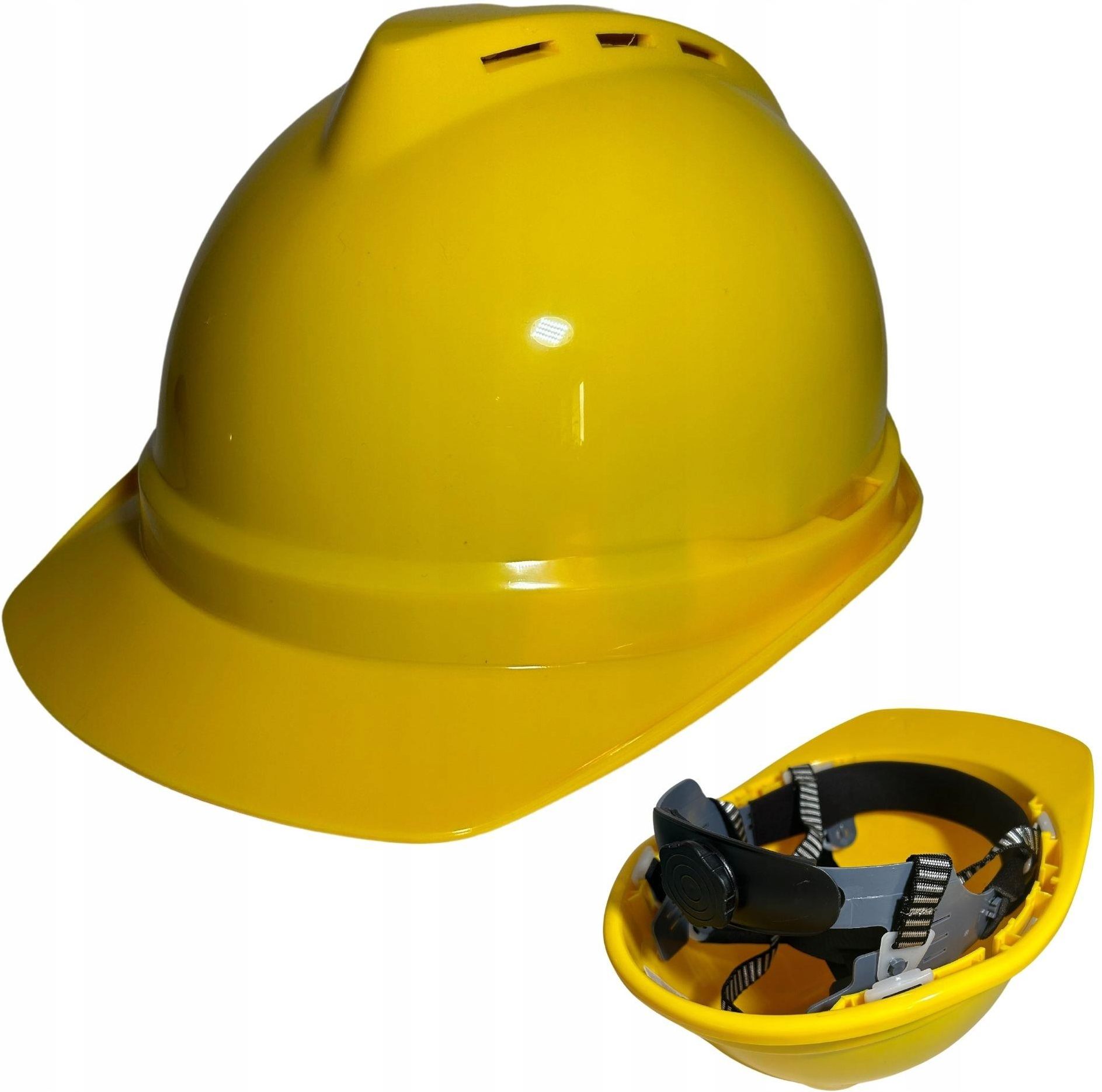 Kask Bhp Żółty Hełm Budowlany Ochronny Z Napotnikiem Wentylacją - Ceny ...