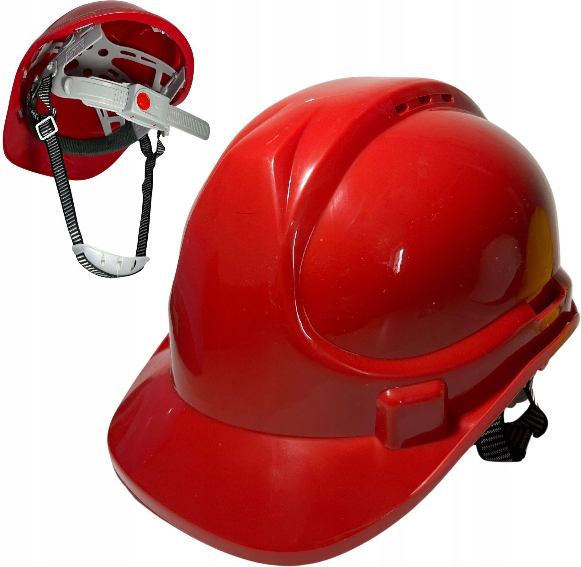 Kask Ochronny Roboczy Otwory Wentylacyjne Hełm Budowlany Czerwony ...