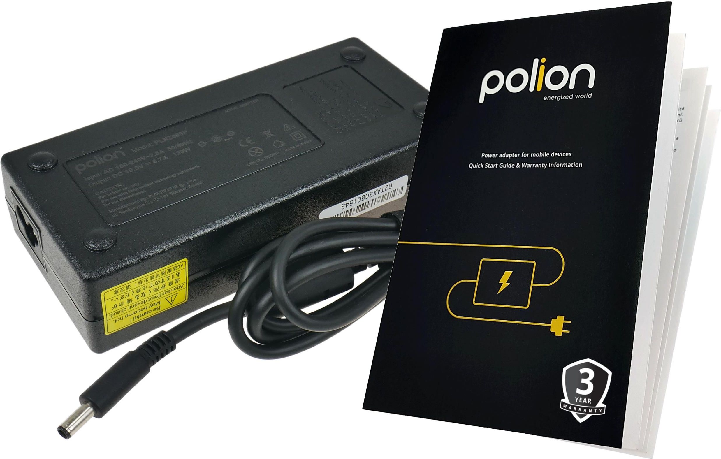 Zasilacz do laptopa Polion 130W do Dell 19,5V 6,7A wtyk 4,5x3,0mm pin ...