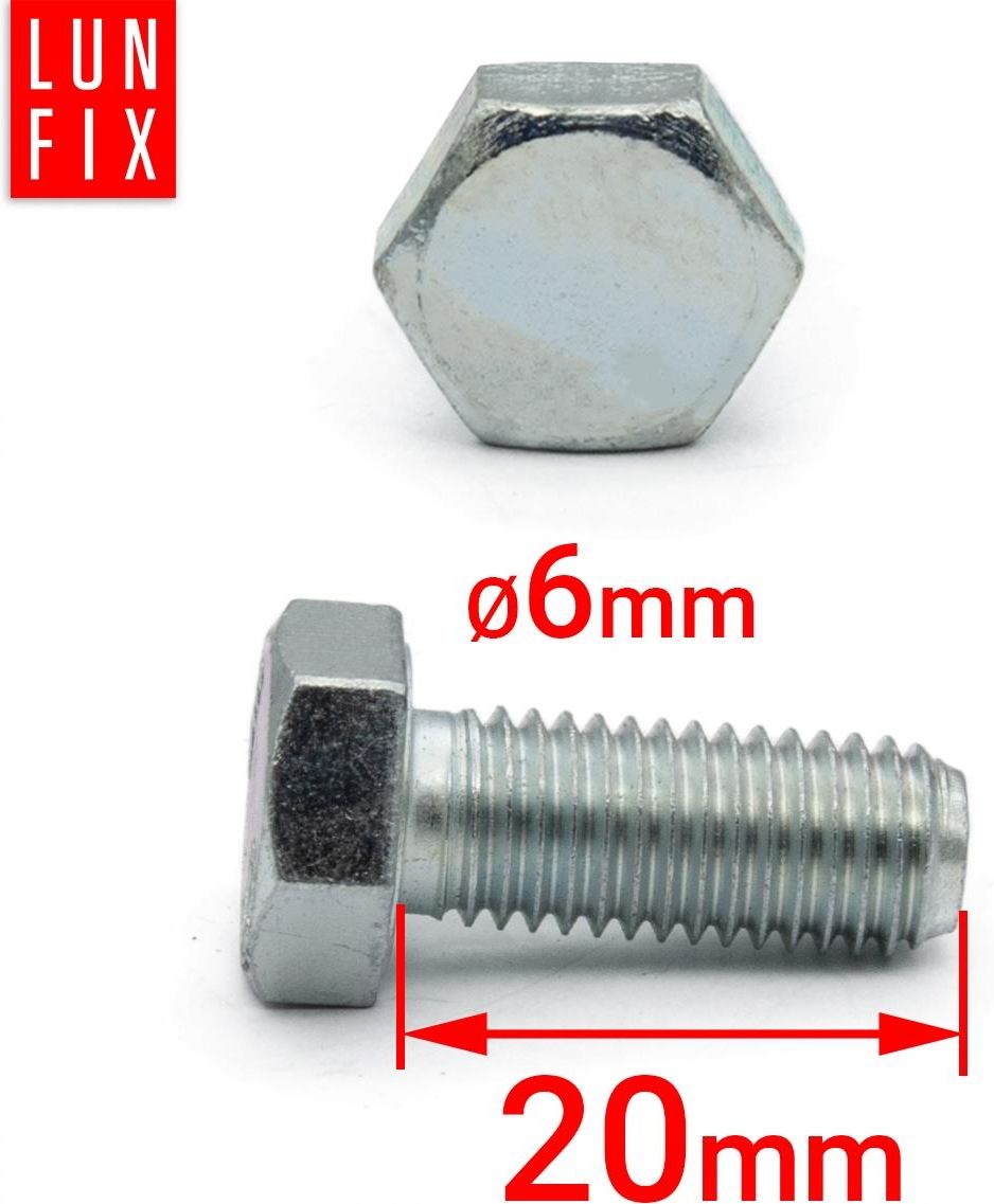 Lunfix M6X20 Śruba Metryczna Ocynk Kl 5 8 Din933 - Opinie i ceny na Ceneo.pl