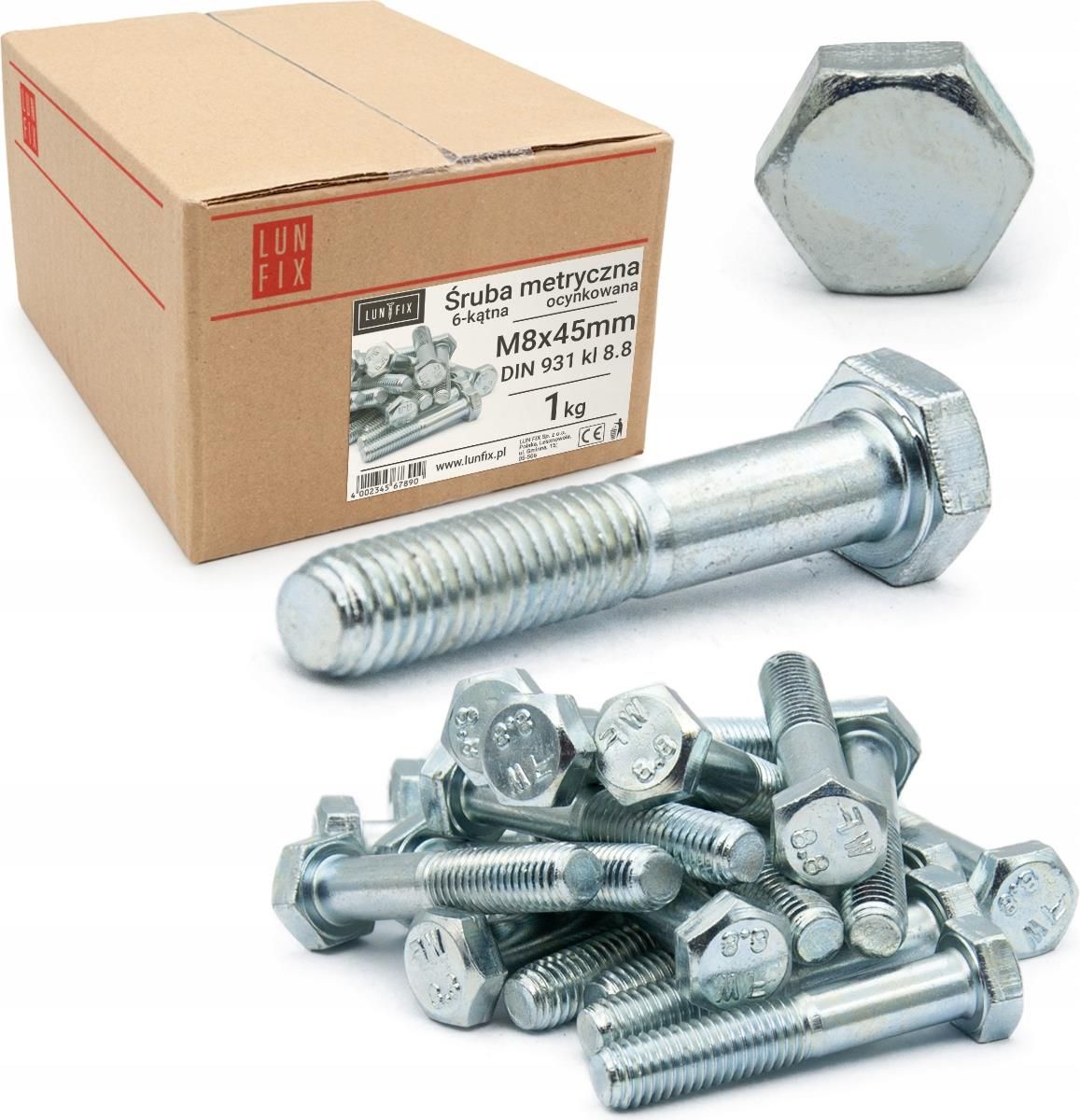 Lunfix M8X45 Śruba Metryczna Sześciokątna Din 931 Ocynk Na Klucz Kl 8 8 - Opinie i ceny na Ceneo.pl
