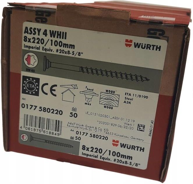 Wurth Wkręty Ciesielskie Assy Skii Rw40 8X220/100 - Opinie i ceny na ...
