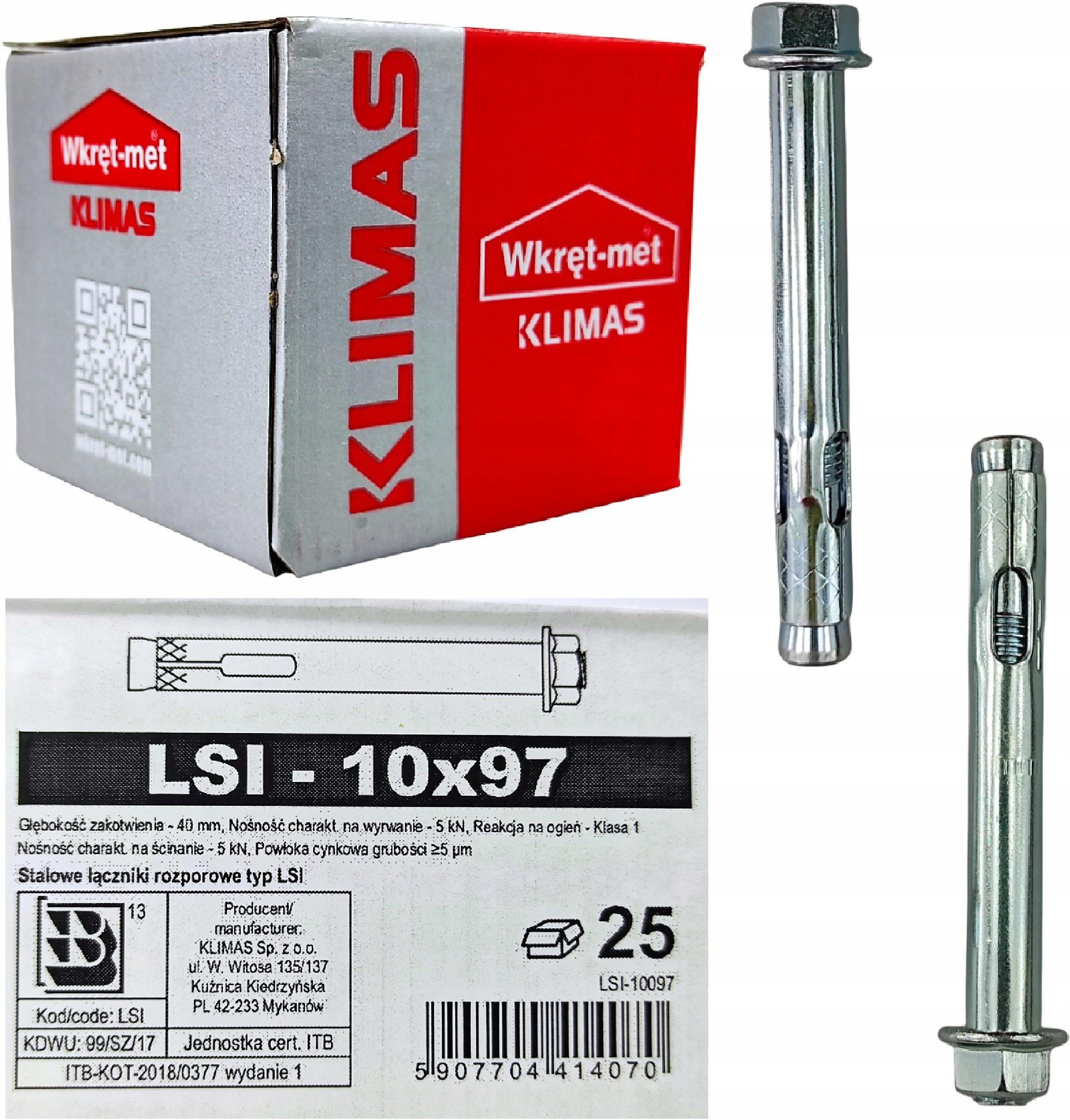 Klimas Kotwy Stalowe Jednorozporowe Lsi 10X97Mm - Opinie i ceny na Ceneo.pl