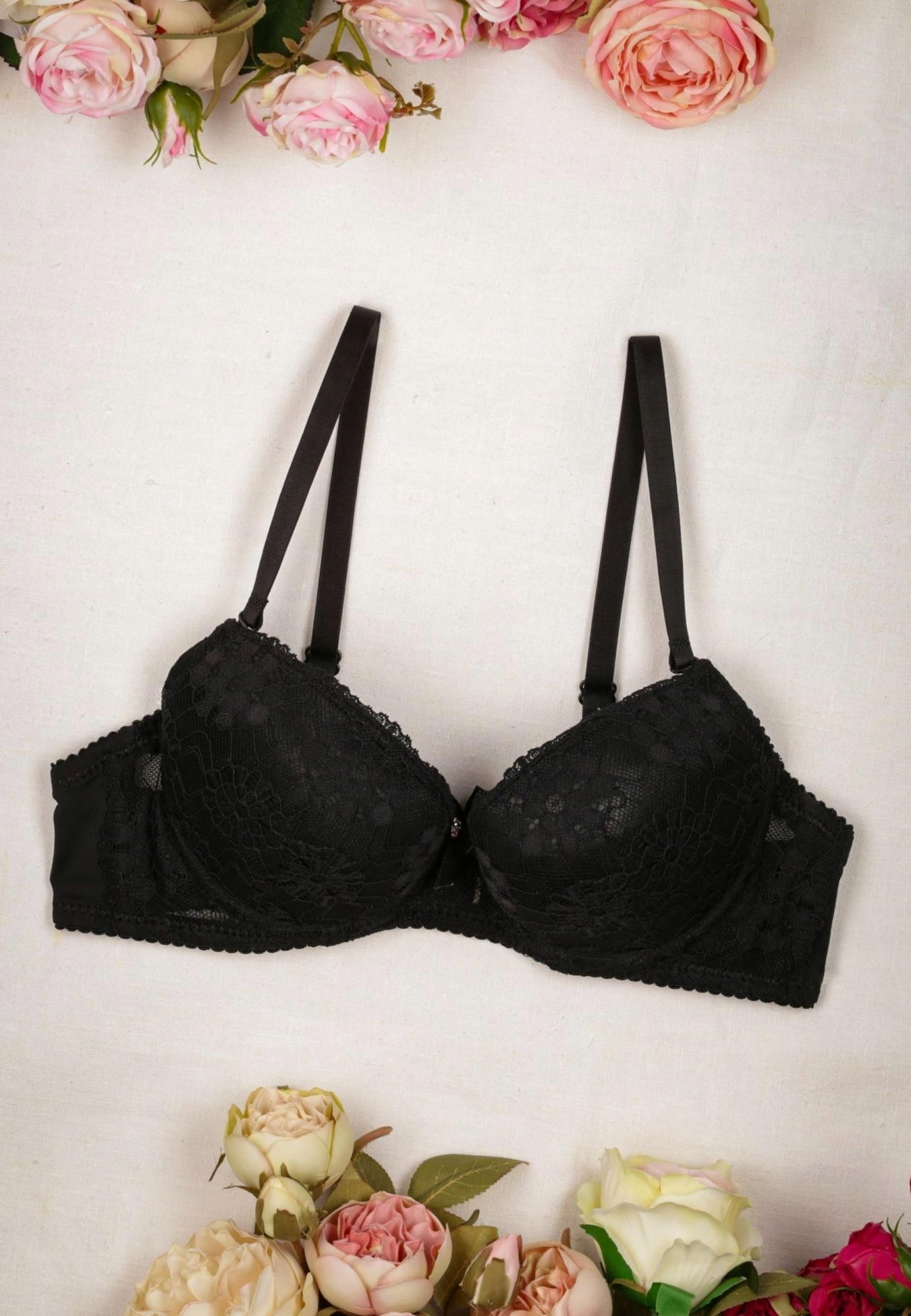 Renee Czarny Biustonosz damski 70A Push-up Koronka - Ceny i opinie - Ceneo.pl