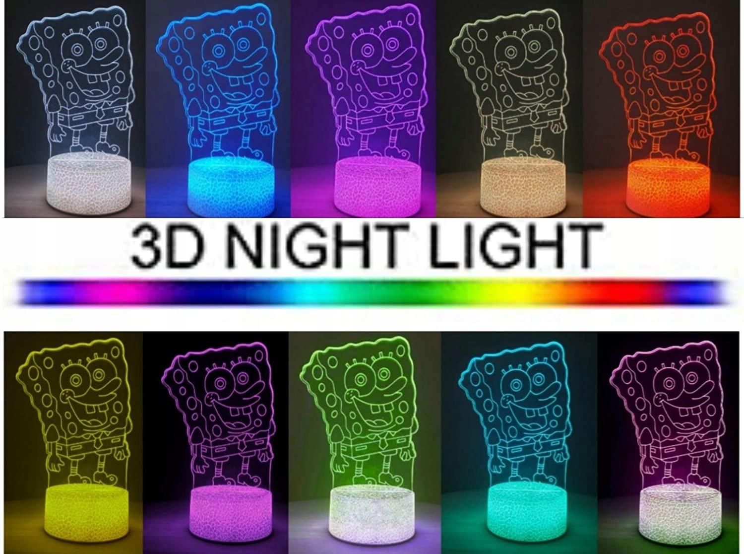 Lampka Nocna 3D Led Spongebob Patryk Skalmar Imię - Opinie i atrakcyjne ...