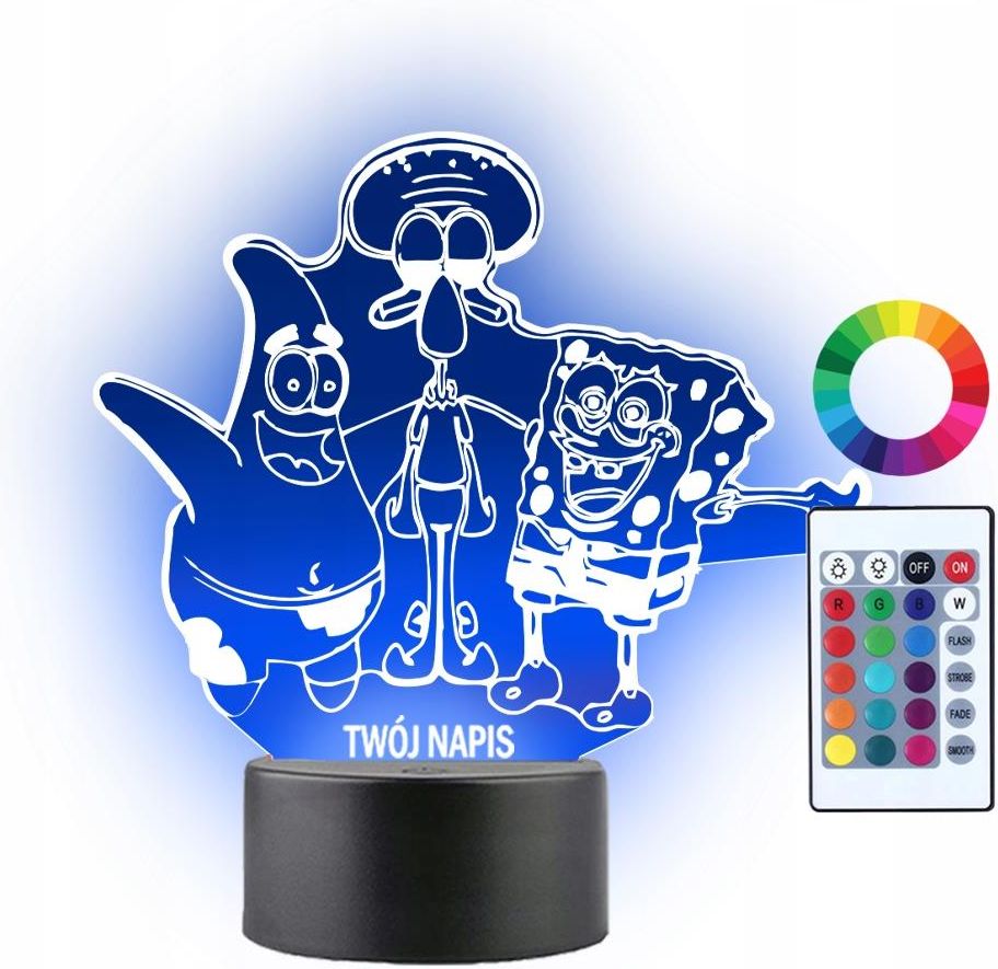 Lampka Nocna 3D Led Spongebob Patryk Skalmar Imię - Opinie i atrakcyjne ...