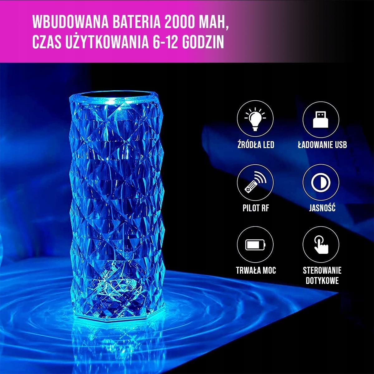 Lampa Kryształowa Led Lampka Nocna Dotykowa Pilot Do Sypialni Na Biurko - Ceny i opinie - Ceneo.pl