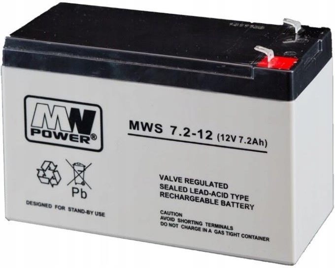 Bateria do zasilacza Mw Power Power Agm Mws 7,2-12 12V 7,2Ah Mws 7.2-12 Mws7,2 (MWS7212AGMVRLA ...