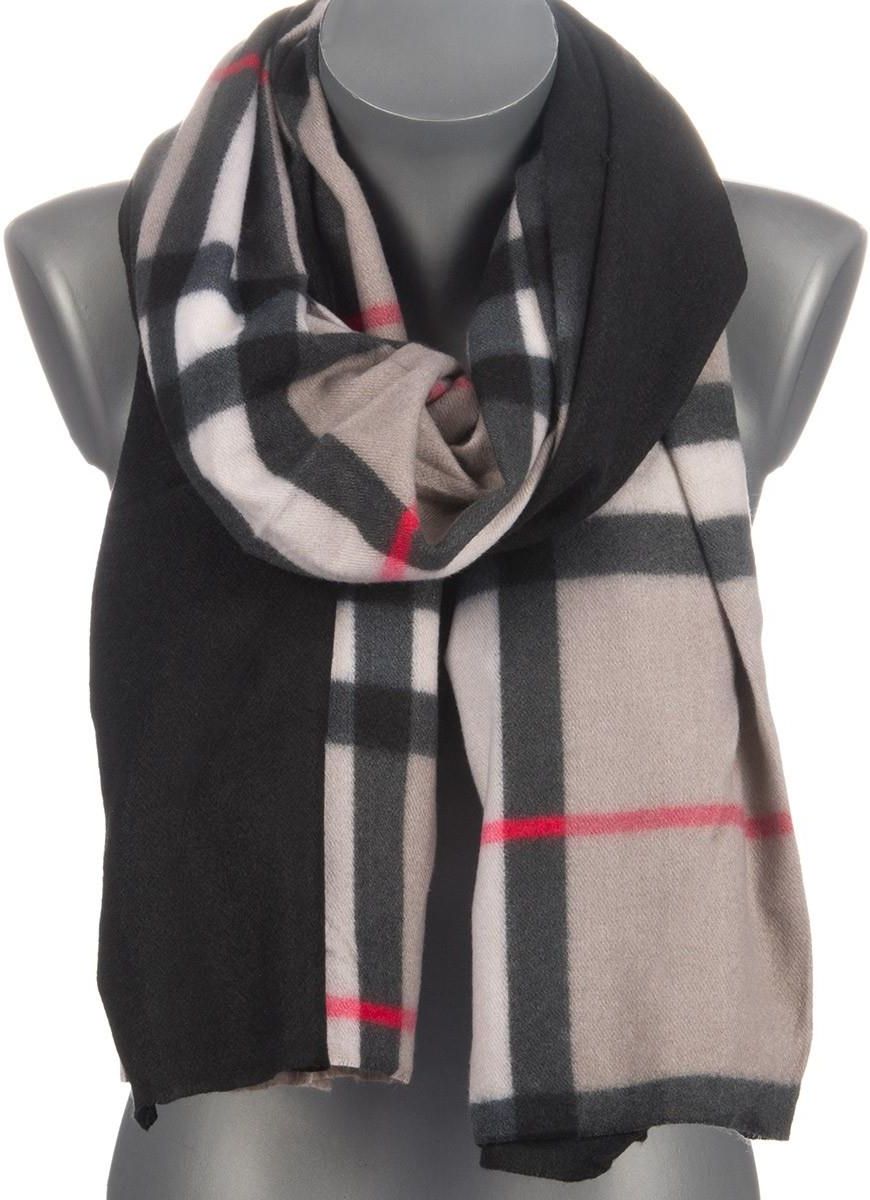 Szary Modny Szalik damski w kratę elegancki bawełniany duży szal ciepły AX-61 - Ceny i opinie ...