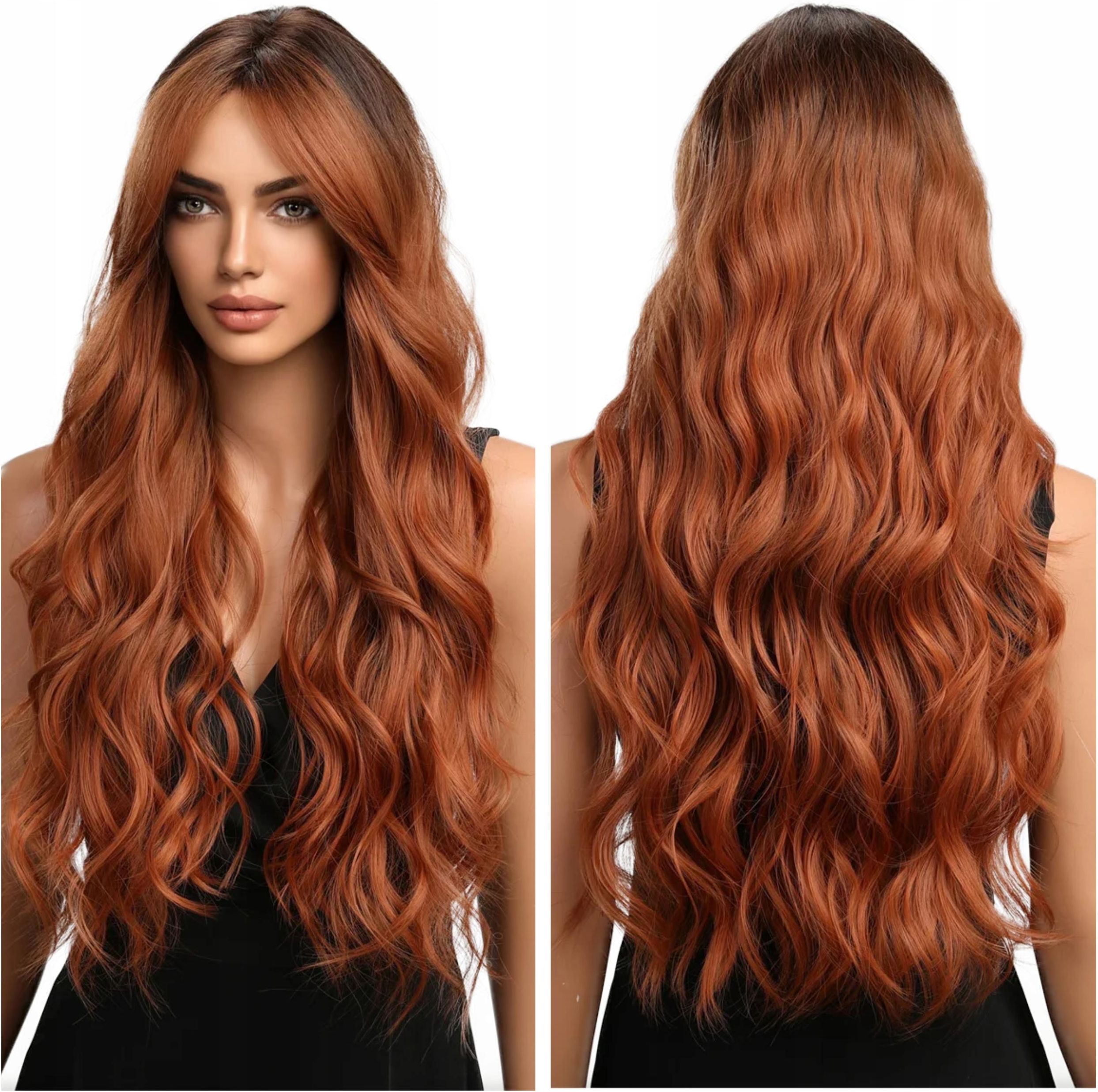 Luvu Peruka Damska Ruda Jak Naturalna Włosy Brązowe Kręcone Peruki ...