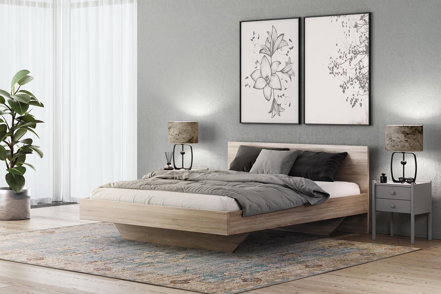 Meble Magnat Łóżko Lewitujące 120X200 Z Płyty Meblowej Dąb Sonoma Dm2 ...