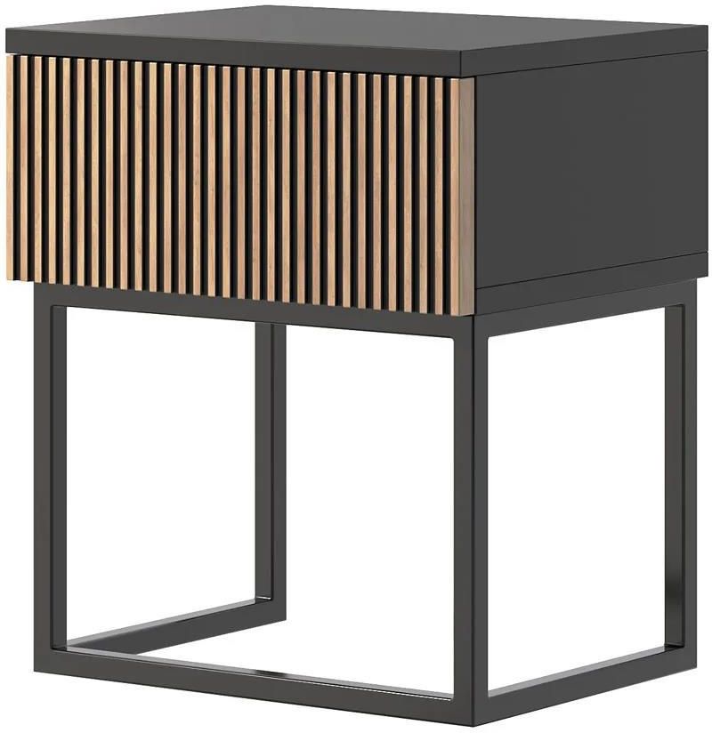 Elior Nowoczesna Szafka Nocna Lamelowa Czarny + Naturalny Onda 36315 ...