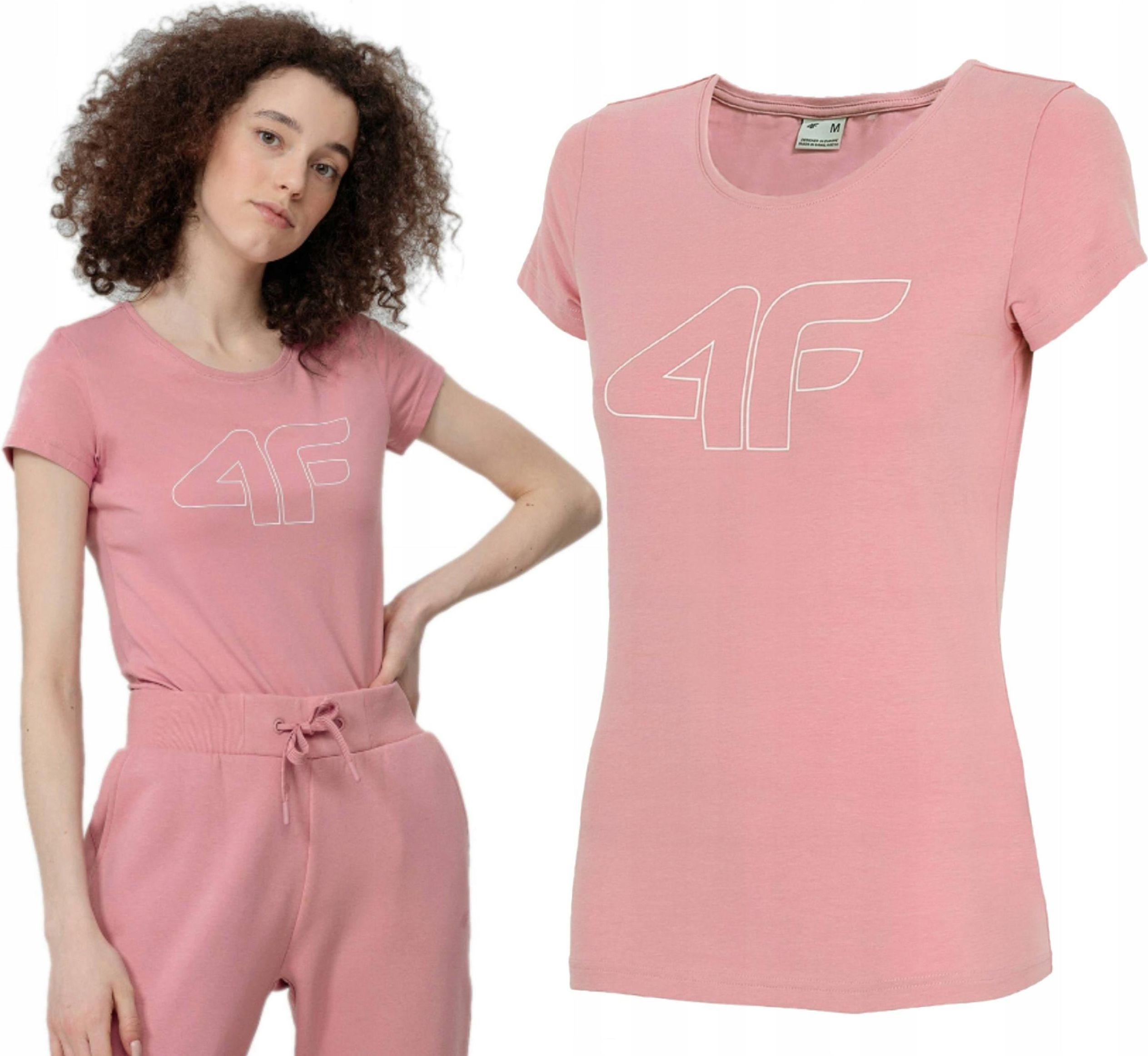 Bluzka Damska Koszulka Bawełniana T-shirt Top Krótki Rękaw Sportowy 4F ...