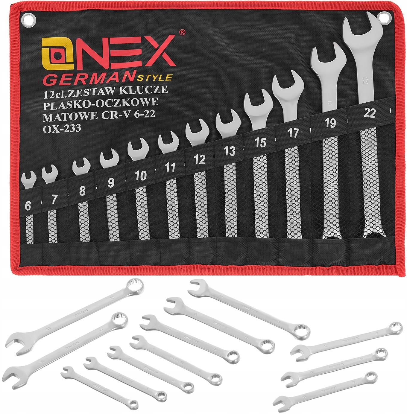Onex Klucze Płasko Oczkowe Zestaw Kluczy 6-22Mm 12 El Zestaw Kluczy W ...
