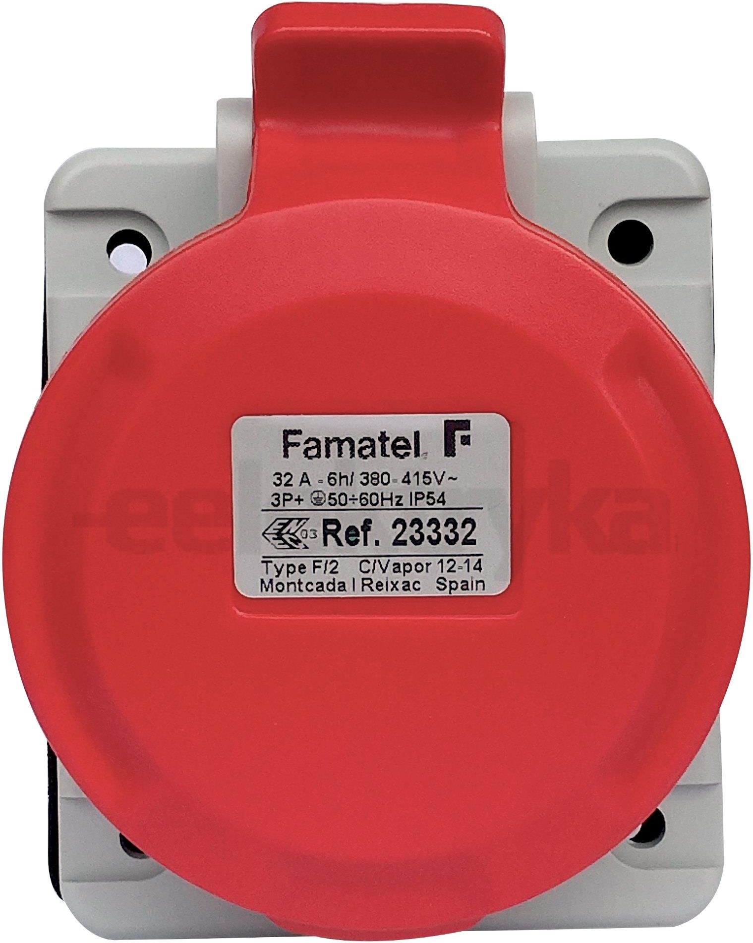 Gniazdo elektryczne Famatel Gniazdo Tablicowe Skośne 32A 4P Ip54 400V ...