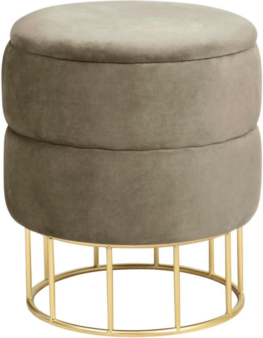 Akord Pufa Otwierana Okrągła Welurowa Elza 37X42 Cm Beżowy 26080 ...