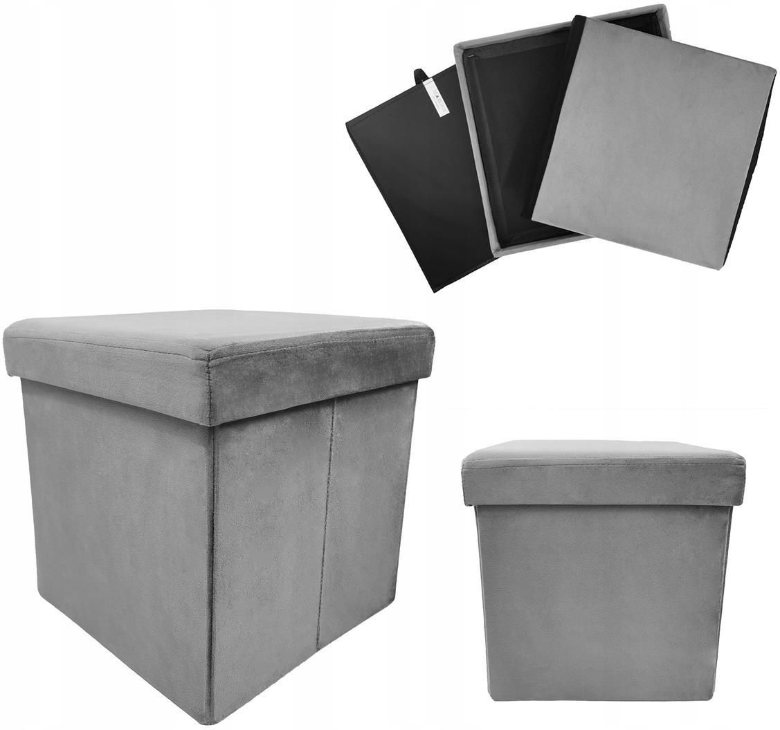 Kontrast Pufa Kwadratowa Tapicerowana Ze Schowkiem 30X30X30 Cm Szara ...