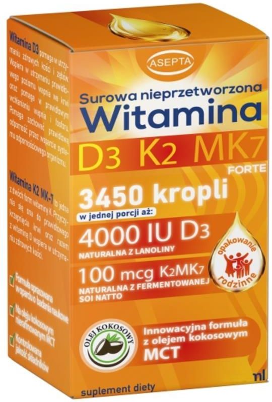 Asepta Witamina D3 K2 Mk7 D3 4000Iu K2 100Mcg Krople 30ml - Opinie i ceny na Ceneo.pl