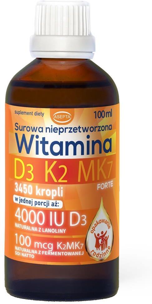 Asepta Witamina D3 K2 Mk7 D3 4000Iu K2 100Mcg Krople 100ml - Opinie i ceny na Ceneo.pl