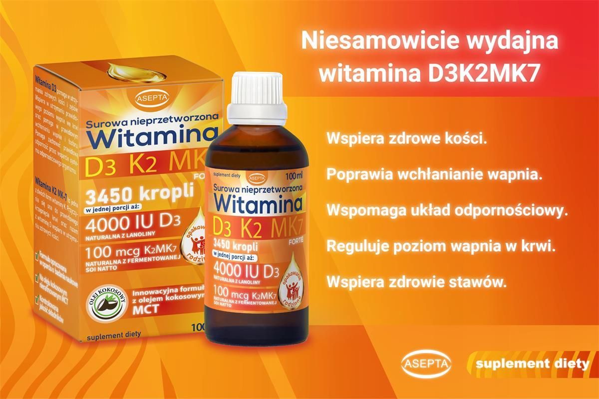 Asepta Witamina D3 K2 Mk7 D3 4000Iu K2 100Mcg Krople 100ml - Opinie i ...