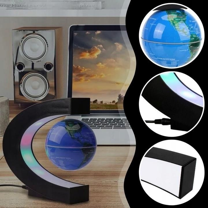 Globus Lewitujący Podświetlany Lampa Led Mapa Interaktywny Lampka ...