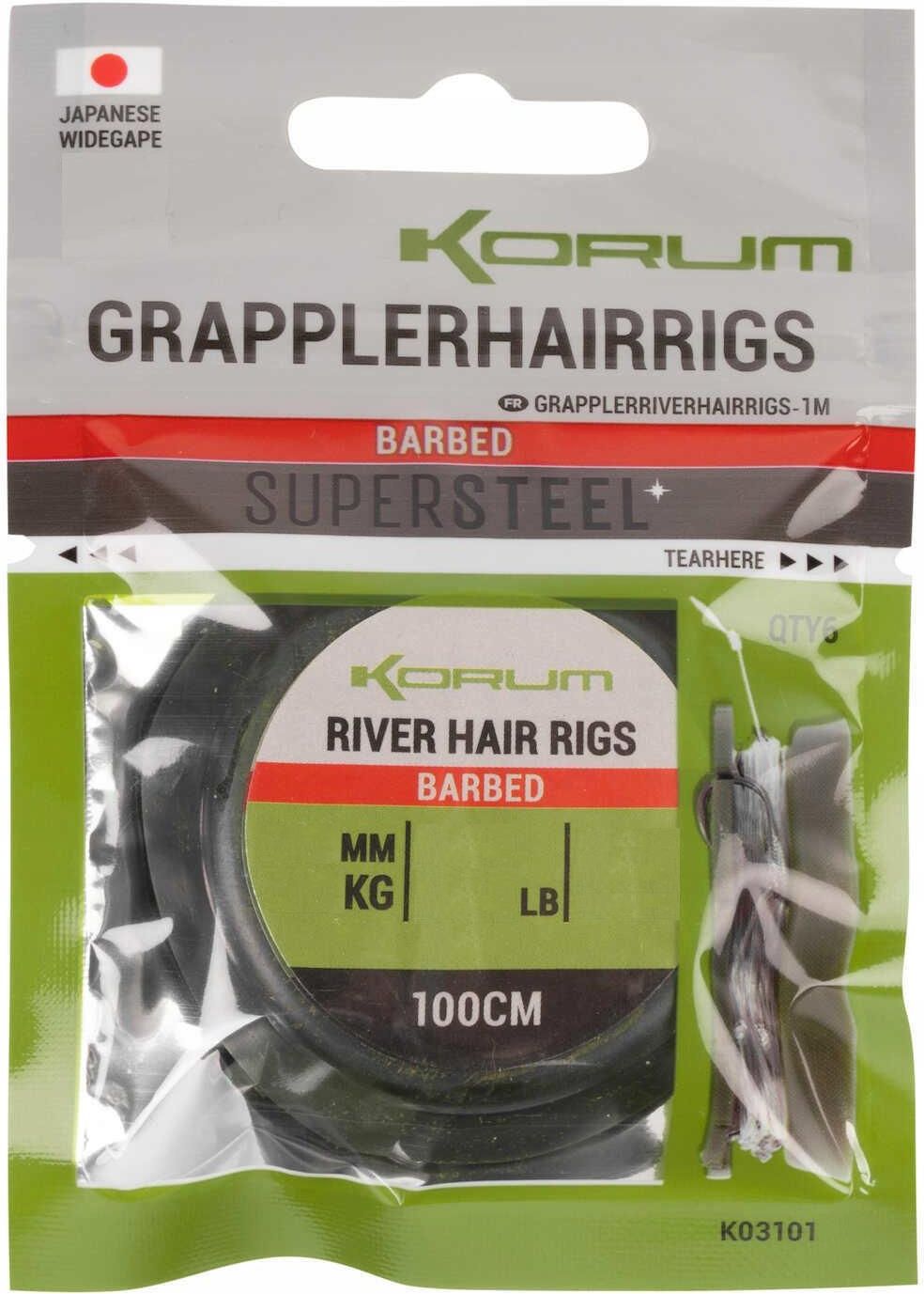 Korum Barbed Supersteel River Hair Rigs 1m Long Korum Grappler Hair ...