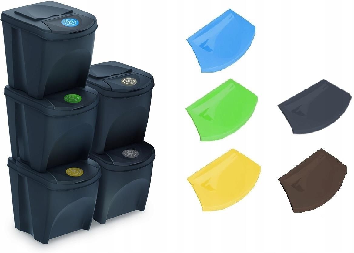 Pafen Zestaw 5 Koszy Do Segregacji Odpadów Ikwb25S5 5X 25L Z ...