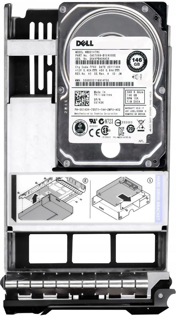 Dysk serwerowy Dell 146GB 10K 16MB SAS-2 3.5'' MBD2147RC (0X143K ...