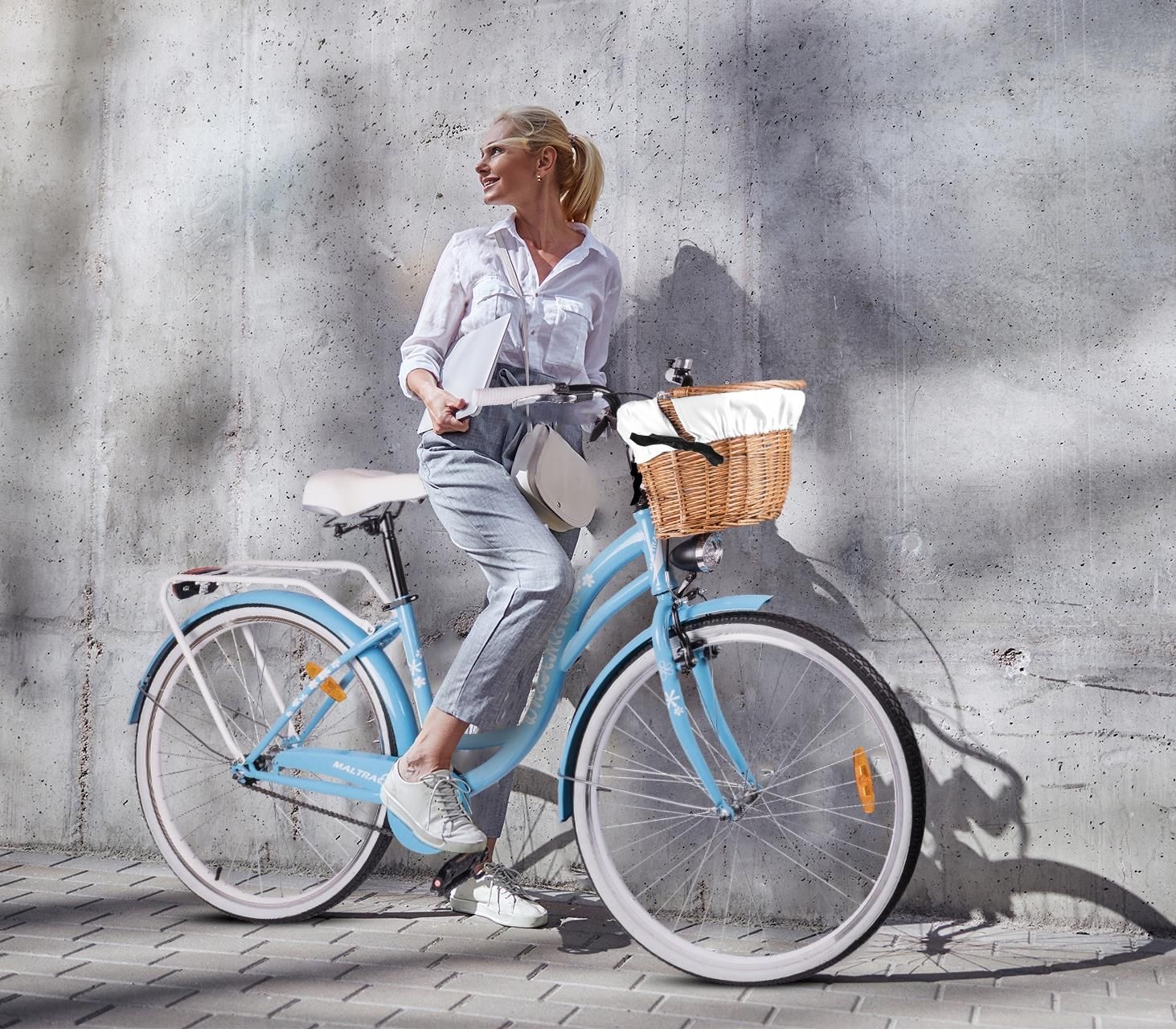 Maltrack Damka Lekki Wiklinowy Kosz Niebieski 28 2023 - Rowery Miejskie ...