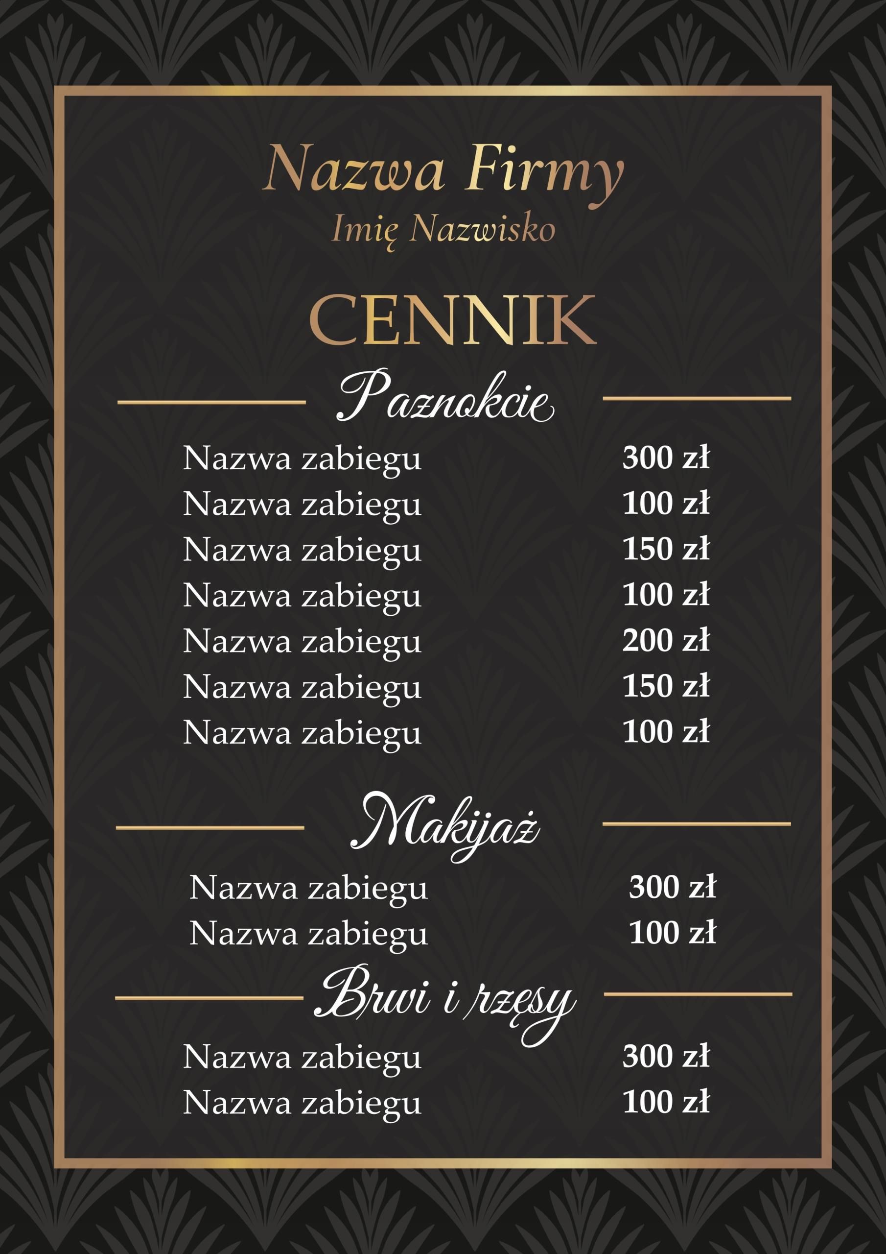 Studiograf Cennik Usług Salonu Kosmetycznego, Fryzjerskiego - Ceny i opinie - Ceneo.pl