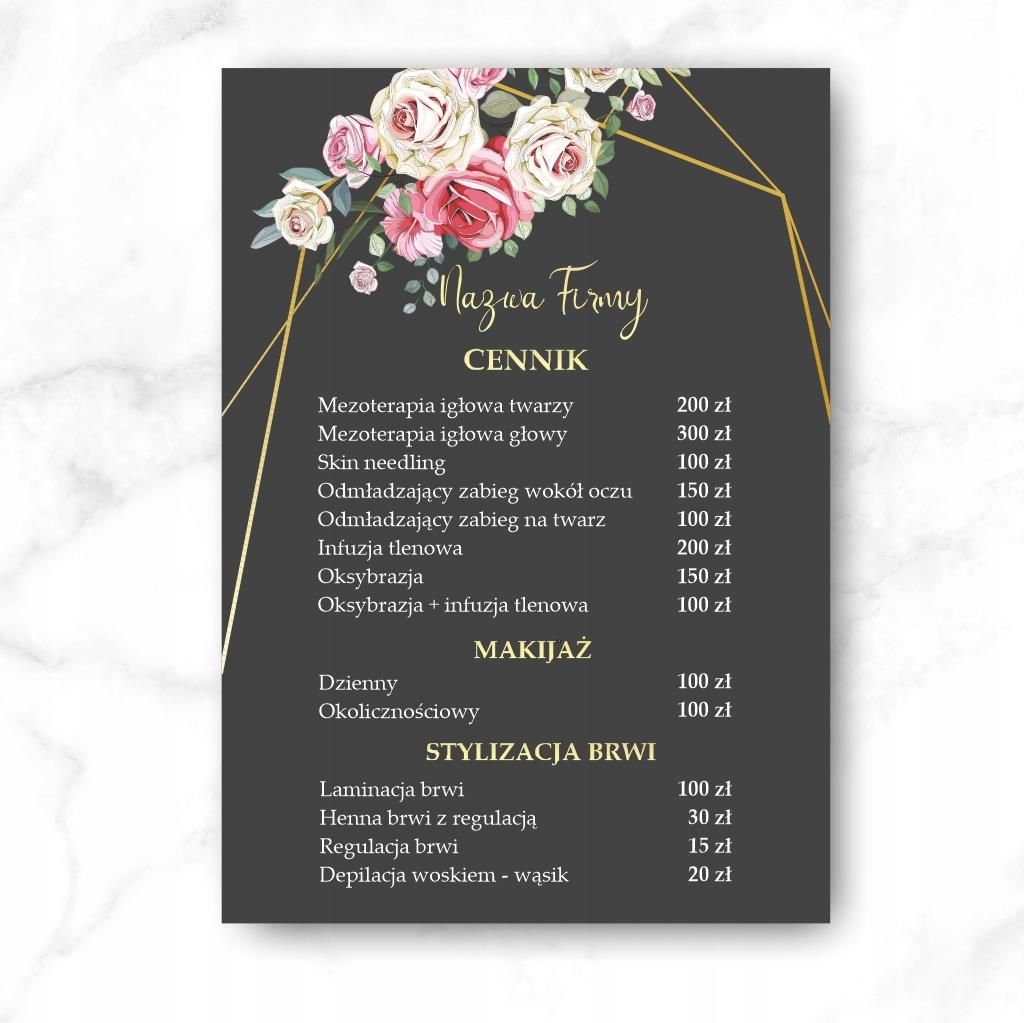 Cennik Usług Kosmetycznych, Fryzjerskiech - Ceny i opinie - Ceneo.pl