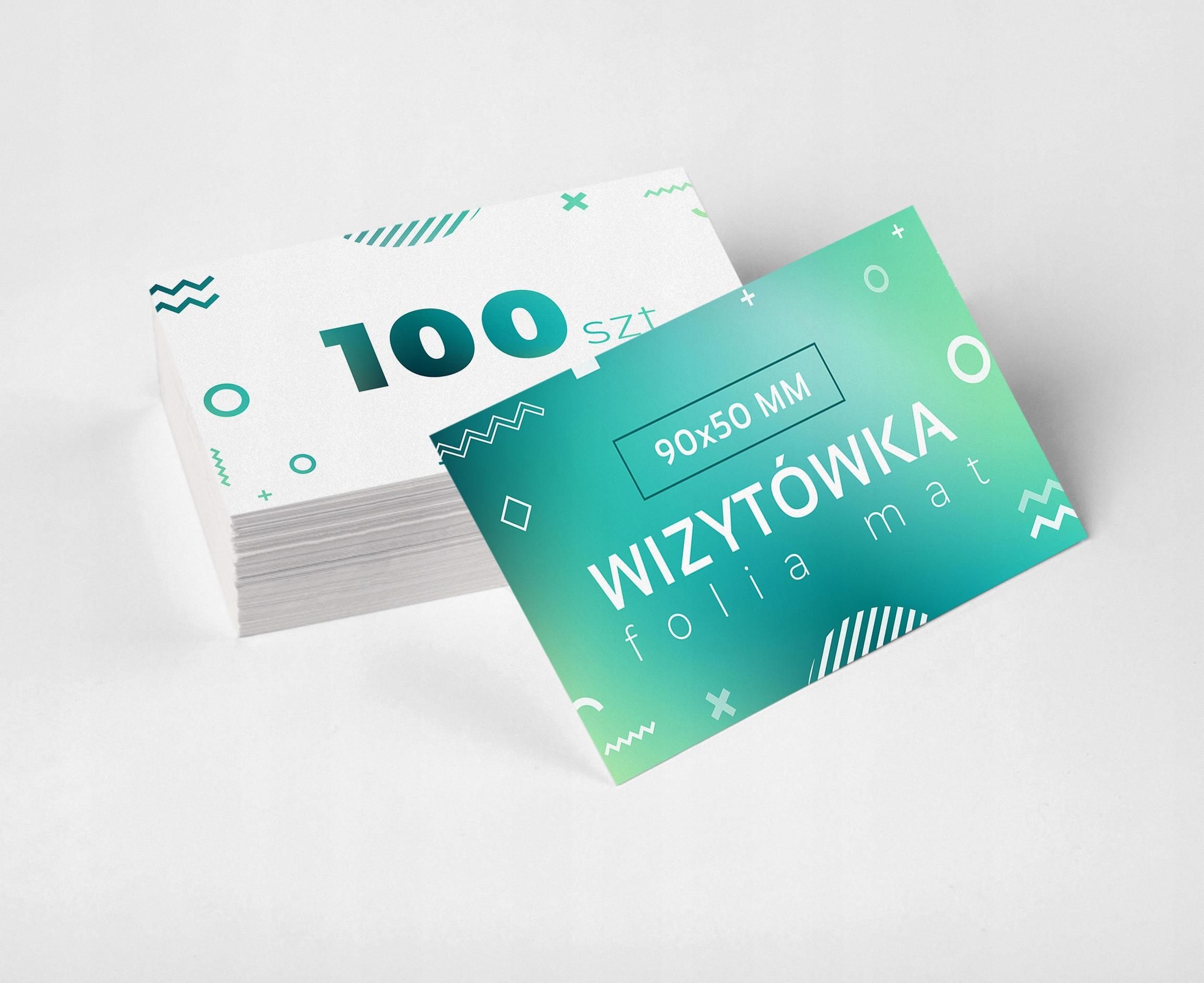 Wizytówki 100 Sztuk 90X50mm Folia Matowa Dwustronne Druk Cmyk Kreda Mat ...