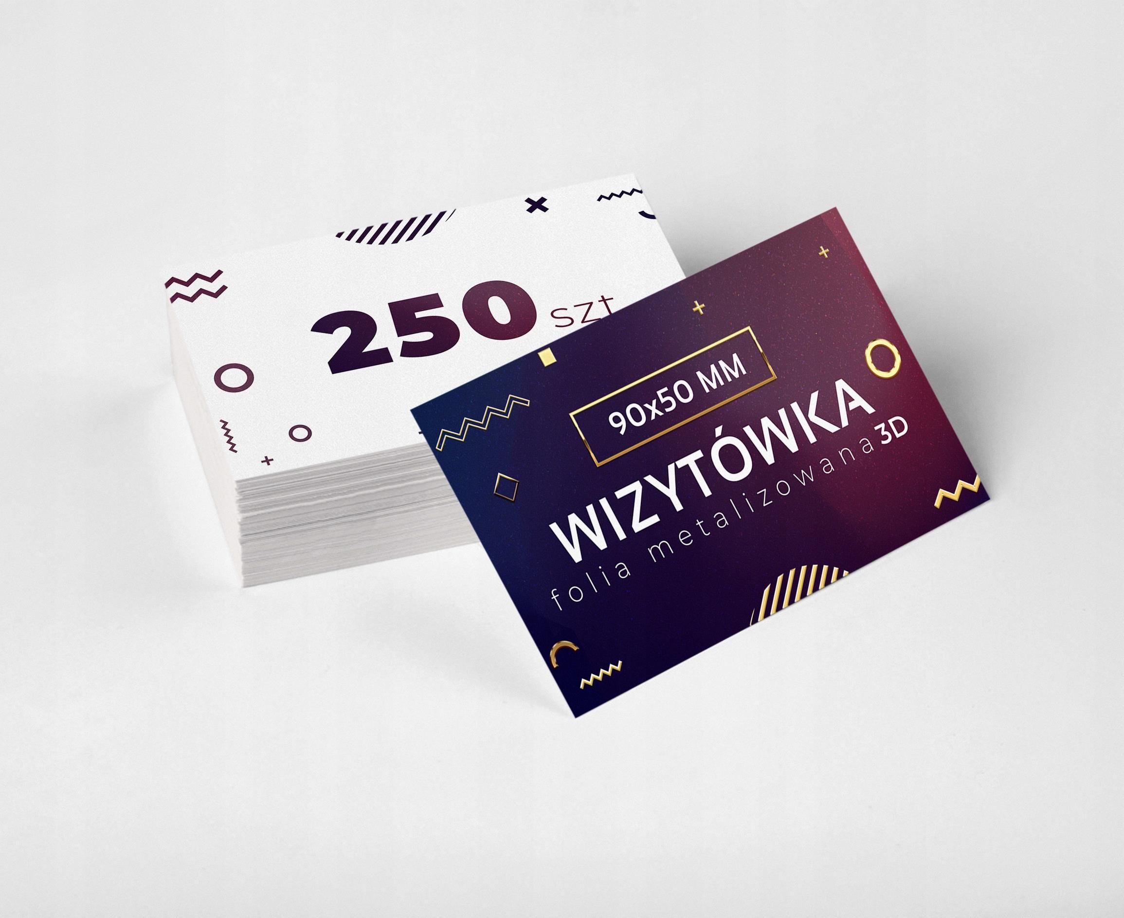 Wizytówki 250 Sztuk 90X50mm Złote Srebrne Soft Touch Złocone 3D Wypukłe ...