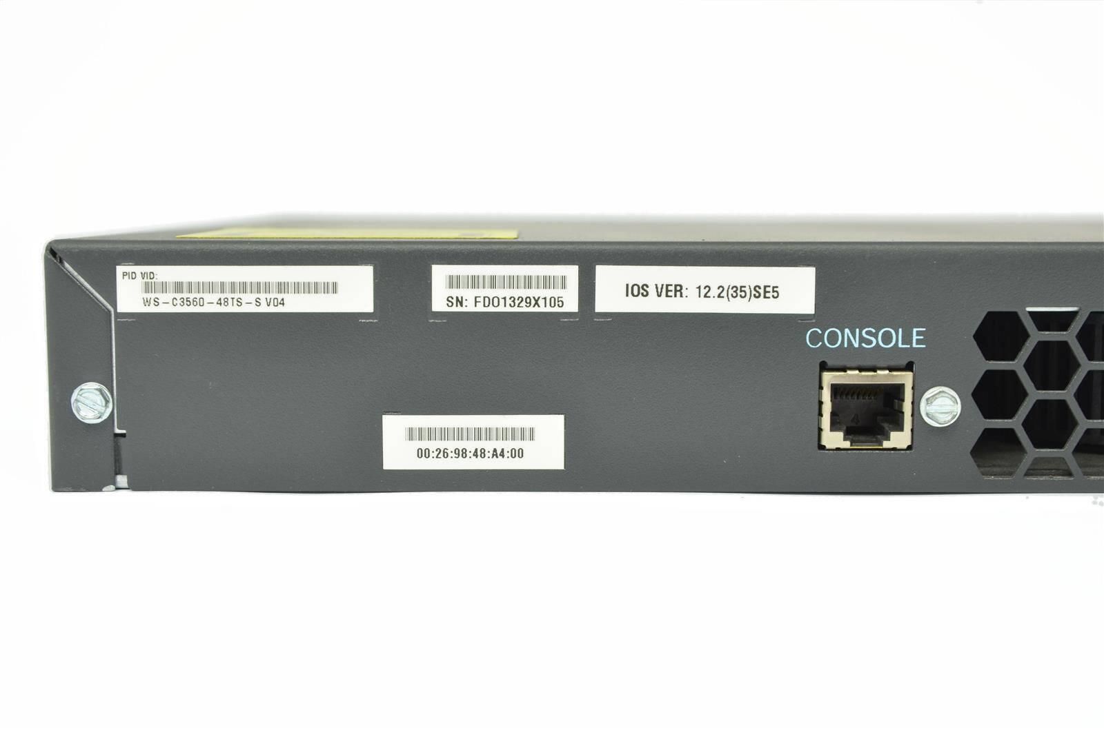 Cisco WS-C3560-48TS-S - 48 10/100 + 4 SFP, IP Base, Catalyst 3560 ...