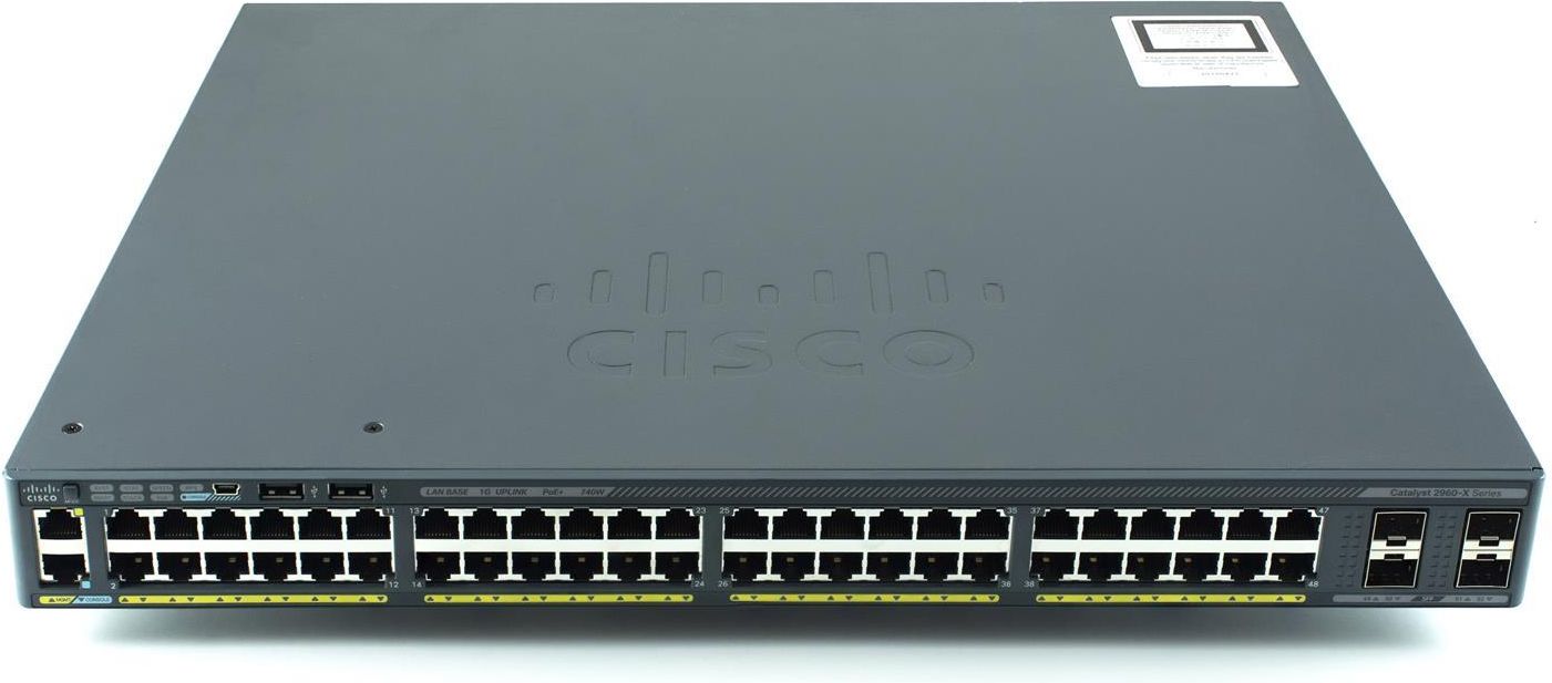 Cisco WS-C2960X-48FPS-L - 48x 1GE RJ45, PoE+ 740W 802.3at, uplink 4x 1G ...