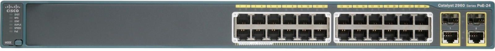 Cisco WS-C2960+24PC-L - 24x FE 10/100 RJ45, PoE 370W 802.3af, uplink 2x 1G Combo RJ45/SFP, opr ...