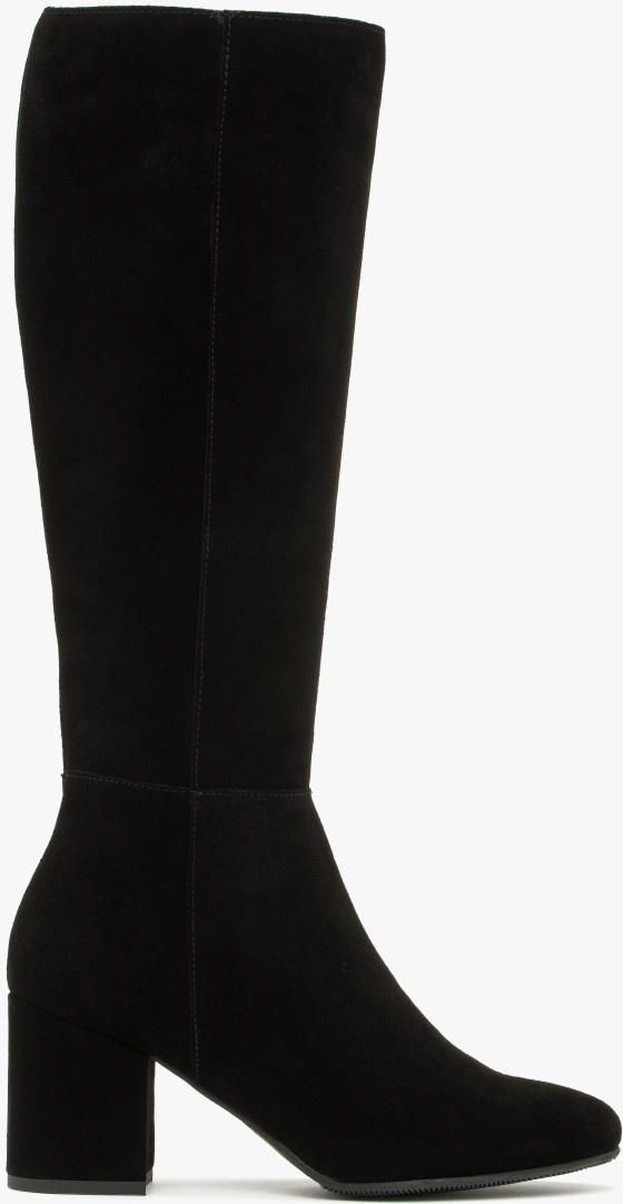 Kozaki damskie czarne ze skóry welurowej do kolana ocieplone zima 39 ...