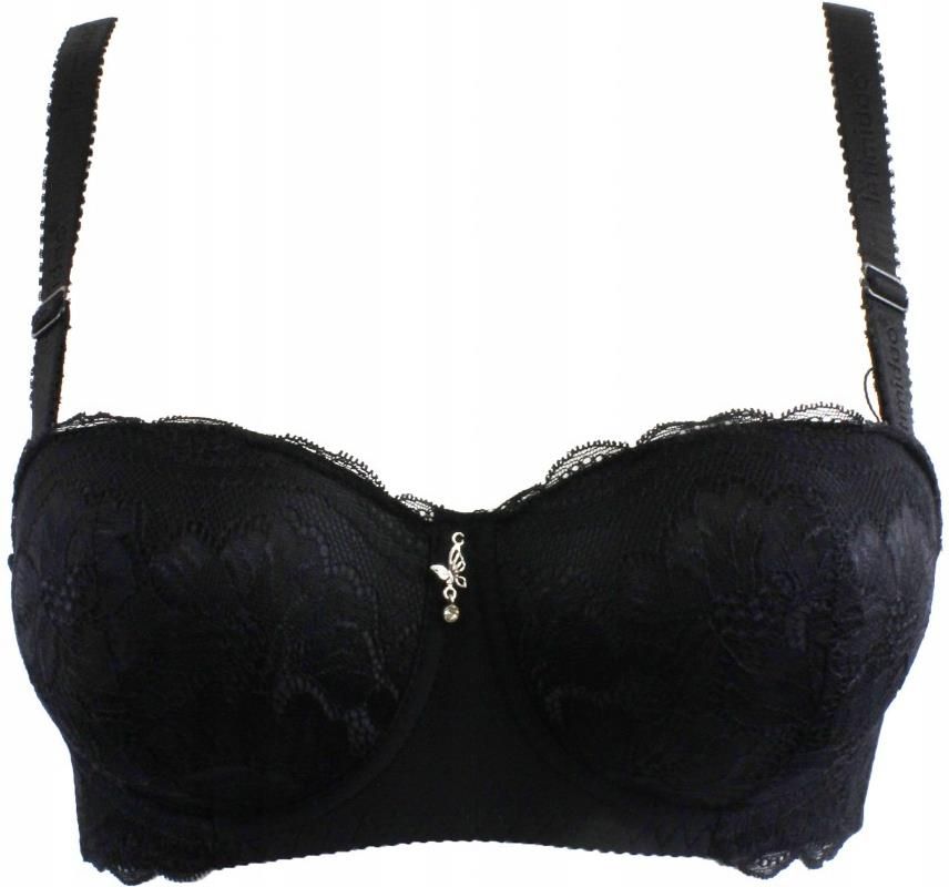 Biustonosz 85D czarny bardotka fiszbiny koronka - Ceny i opinie - Ceneo.pl
