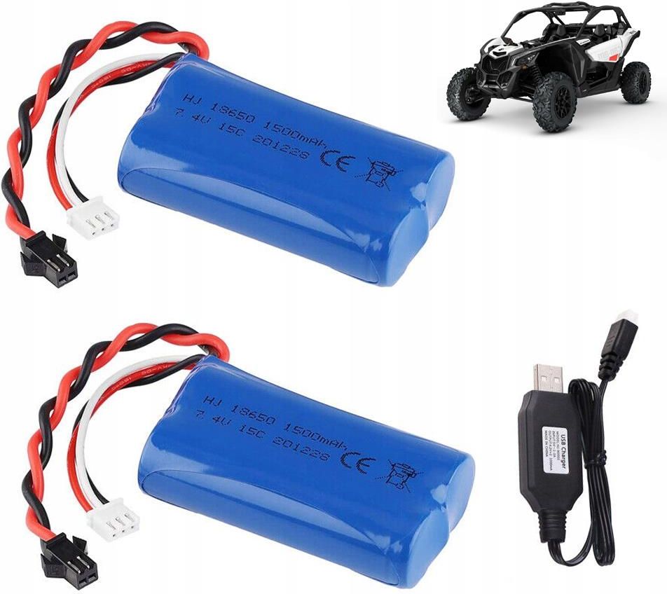 2X Akumulator Bateria 1500Mah 7.4V 18650+Ładowarka Do 4Wd Rc Samochód ...