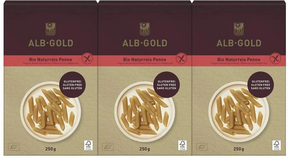Alb Gold 3 X Makaron Ryżowy Razowy Penne Bezglutenowy Bio 250g - Ceny i ...