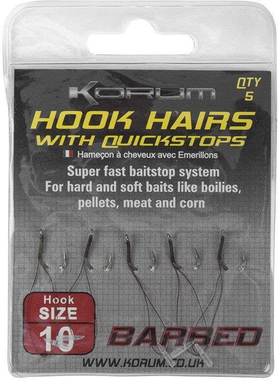Korum Hook Hairs With Quickstops Barbed Size 12 Kbhhq 12 ICAVKBHHQ12 ...