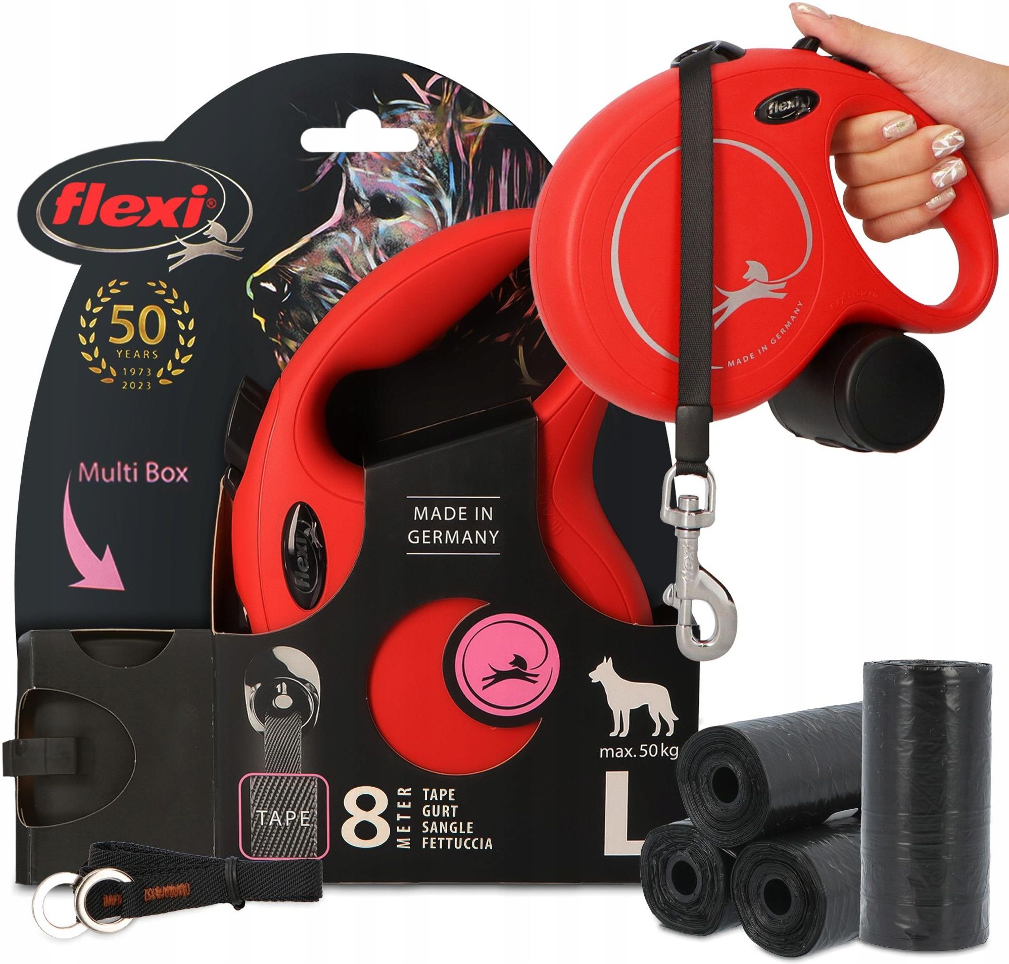 Flexi Smycz Automatyczna Taśma Psa L 50Kg 8M Pojemnik Multi Box 80X ...