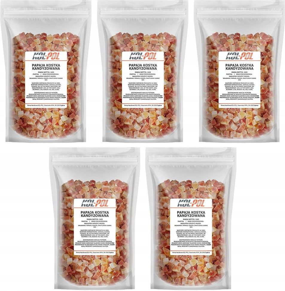 Kol-Pol Papaja Kandyzowana Kostka 5kg Suszona W Kostkach - Ceny i opinie - Ceneo.pl