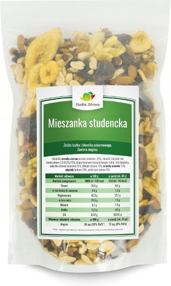 Słodkie Zdrowie Mieszanka Studencka Owoce Bakalie Przekąska 1kg - Ceny i opinie - Ceneo.pl