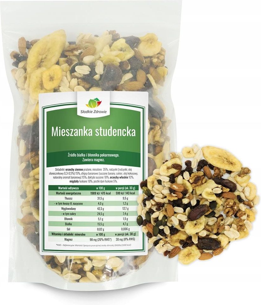 Słodkie Zdrowie Mieszanka Studencka Owoce Bakalie Przekąska 1kg - Ceny i opinie - Ceneo.pl